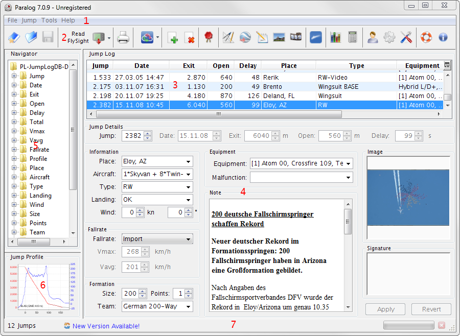 Paralog® Skydiving Logbook - Reference Manual